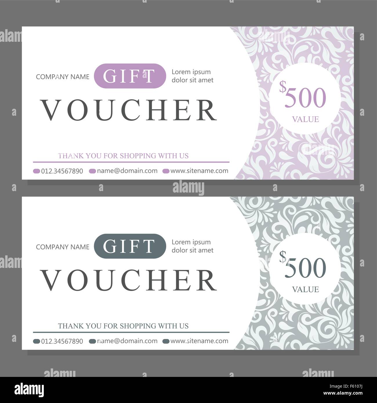 Elegant Gift Voucher Template With Damask Pattern Stock Vector Image ...