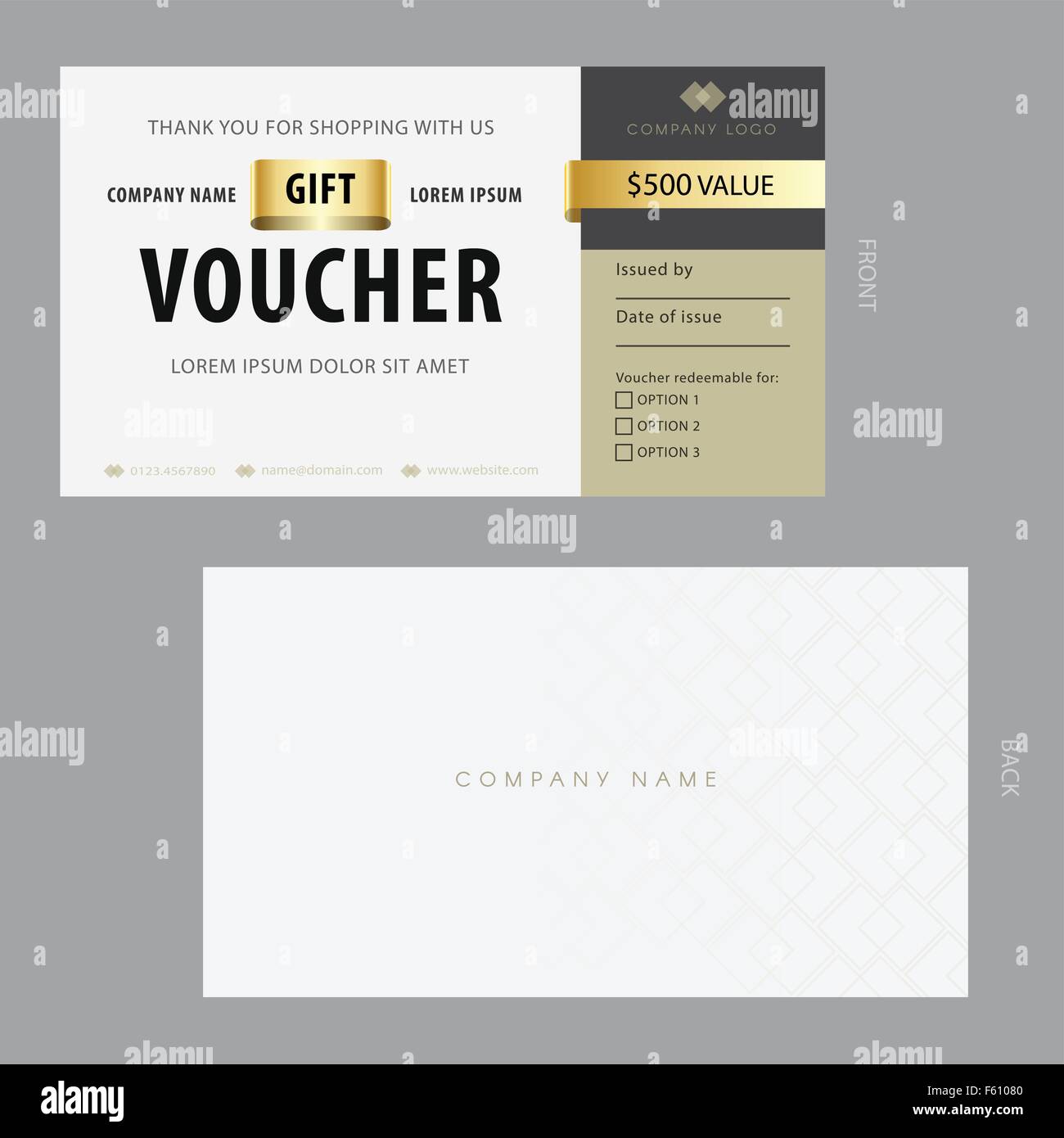 Elegant Gift Voucher Template With Golden Elements Stock Vector Image ...