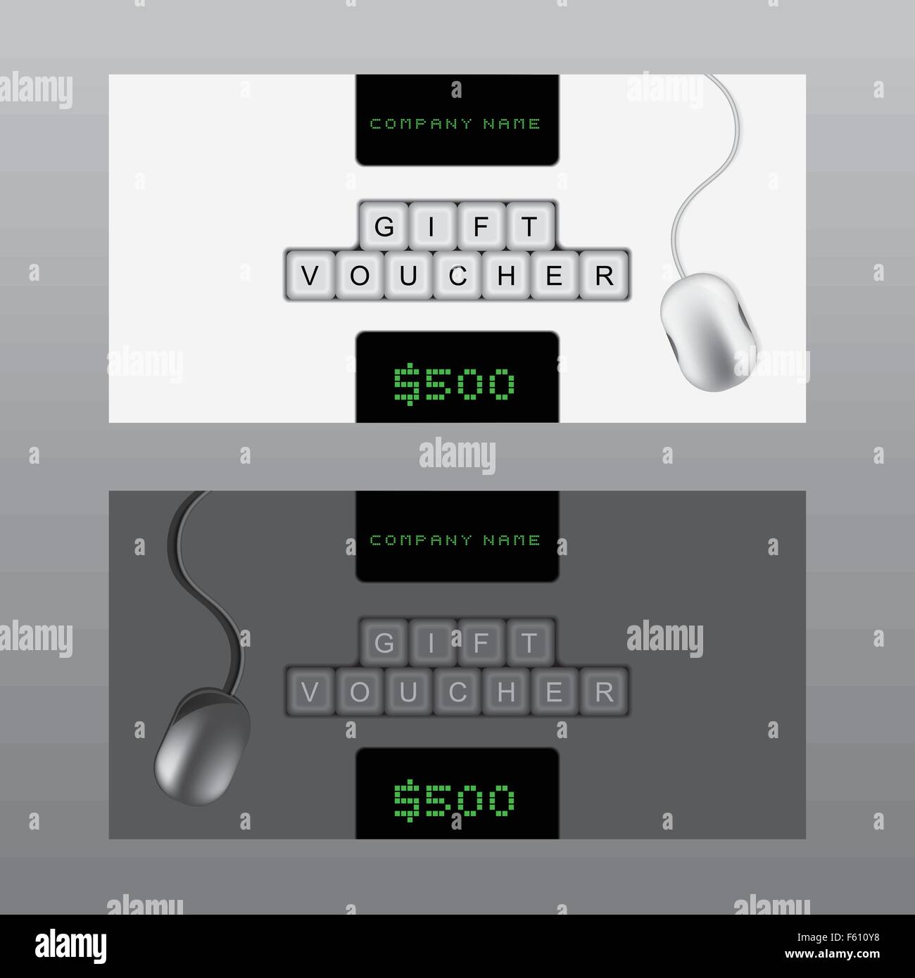 Modern Gift Voucher Template With Keyboard Buttons and Pc Mouse Stock ...