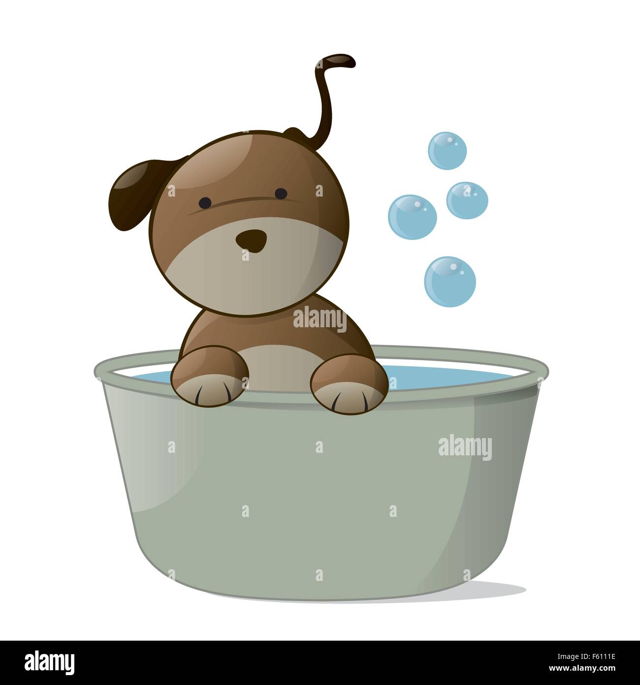 Cute Dog in a Tub Isolated on White Background Stock Vector Image & Art ...