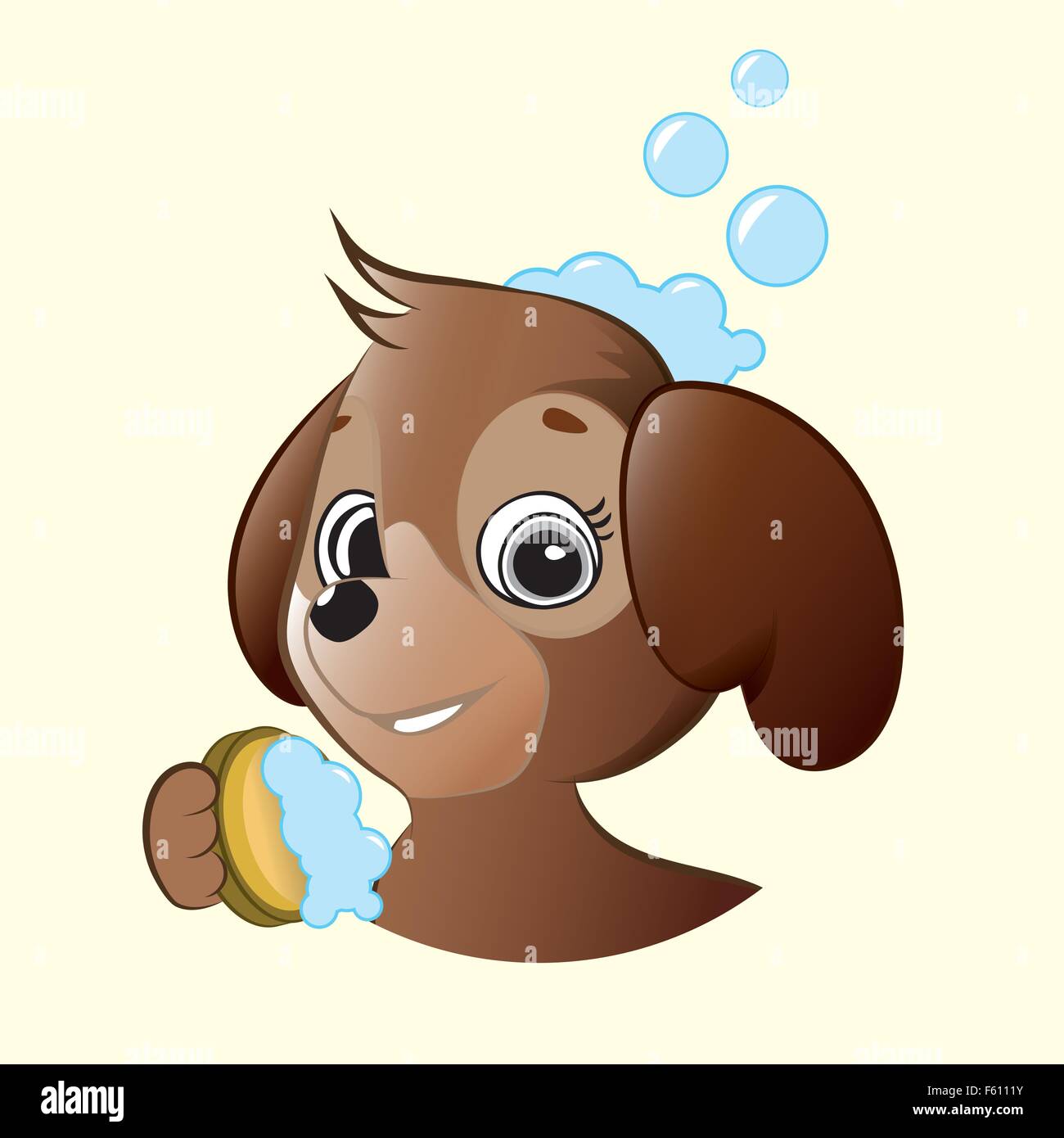 Cute Brown Dog Holding Sponge With Foam Stock Vector Image & Art - Alamy