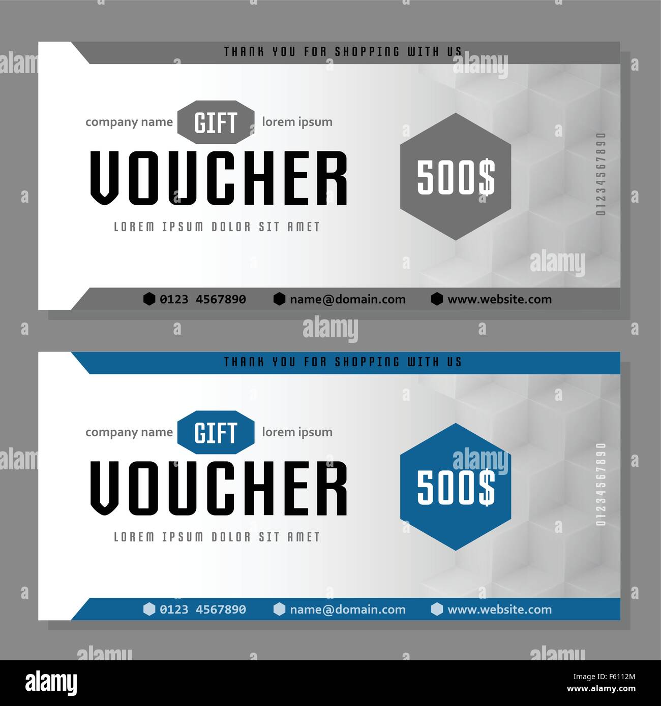 Modern Gift Voucher Template With White Cubes Stock Vector Image & Art ...