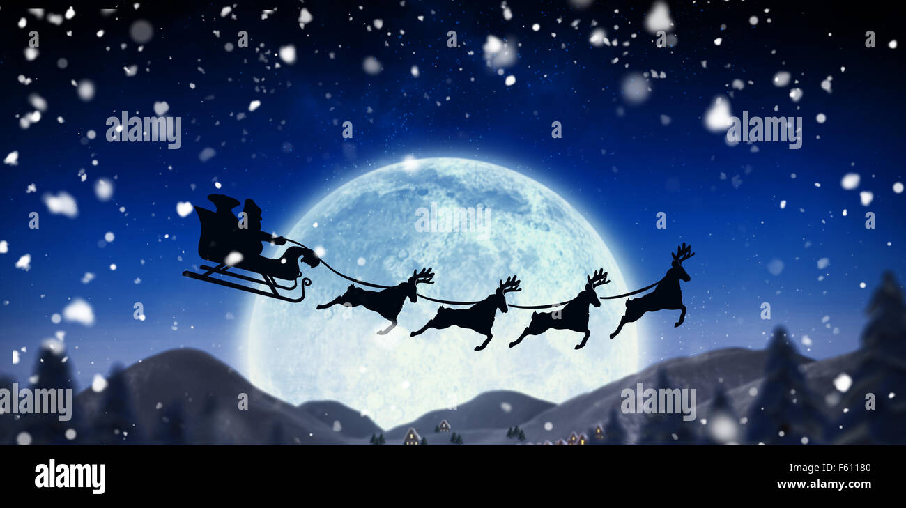 Santa delivery presents to village Stock Photo - Alamy