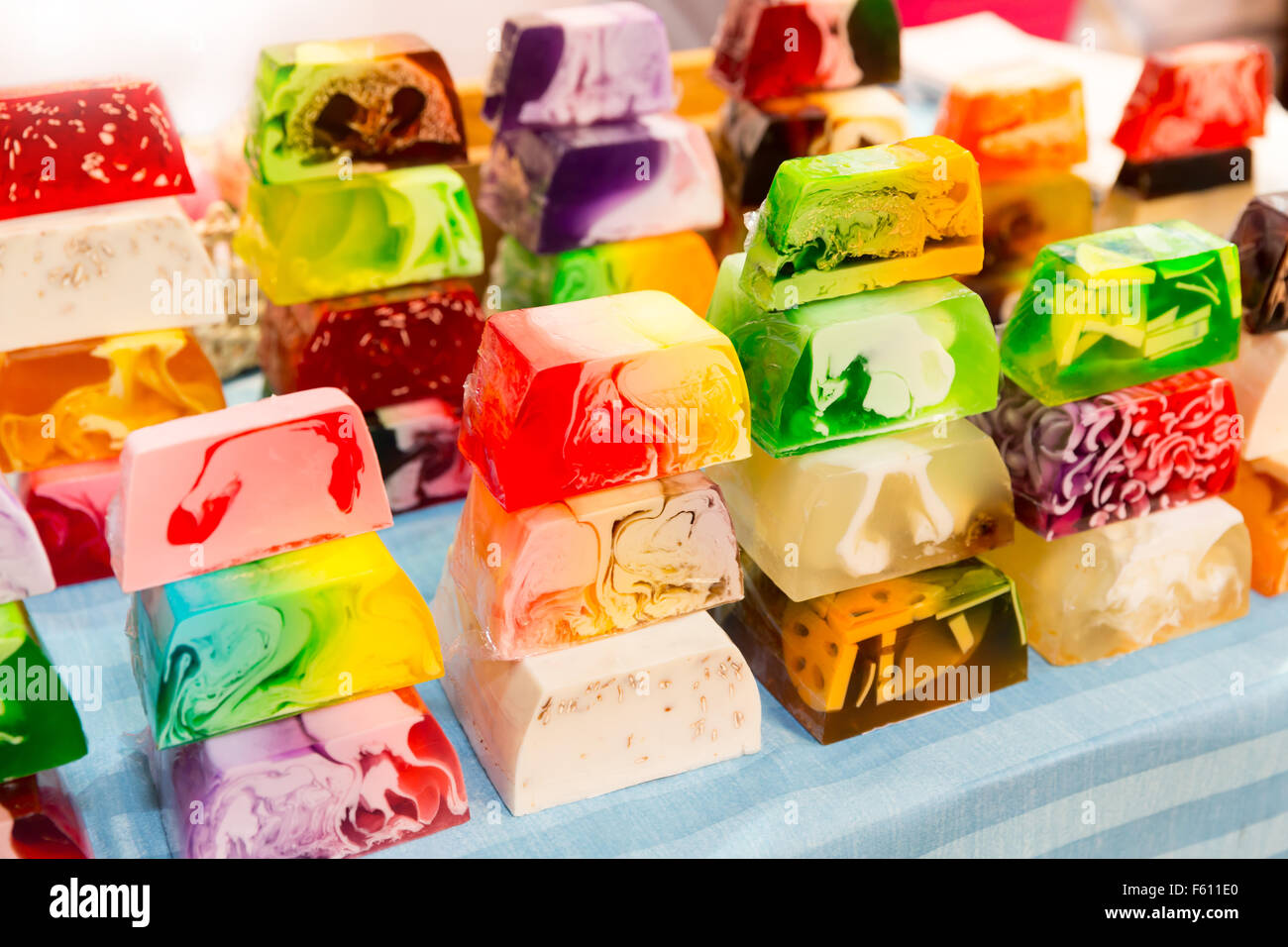 Nice background of color soaps Stock Photo - Alamy