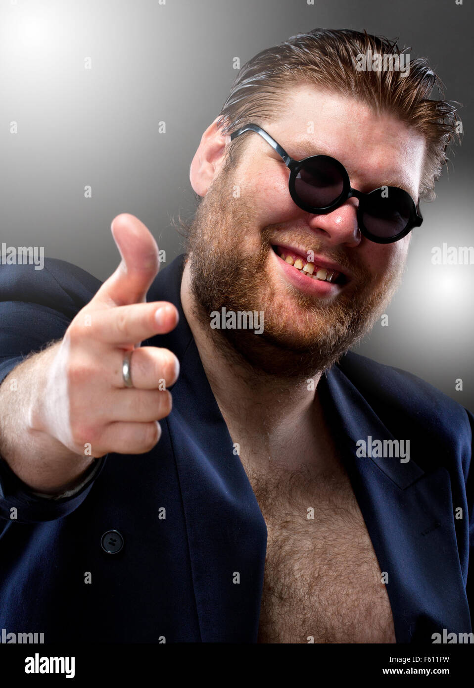 Happy italian pointing to you Stock Photo - Alamy