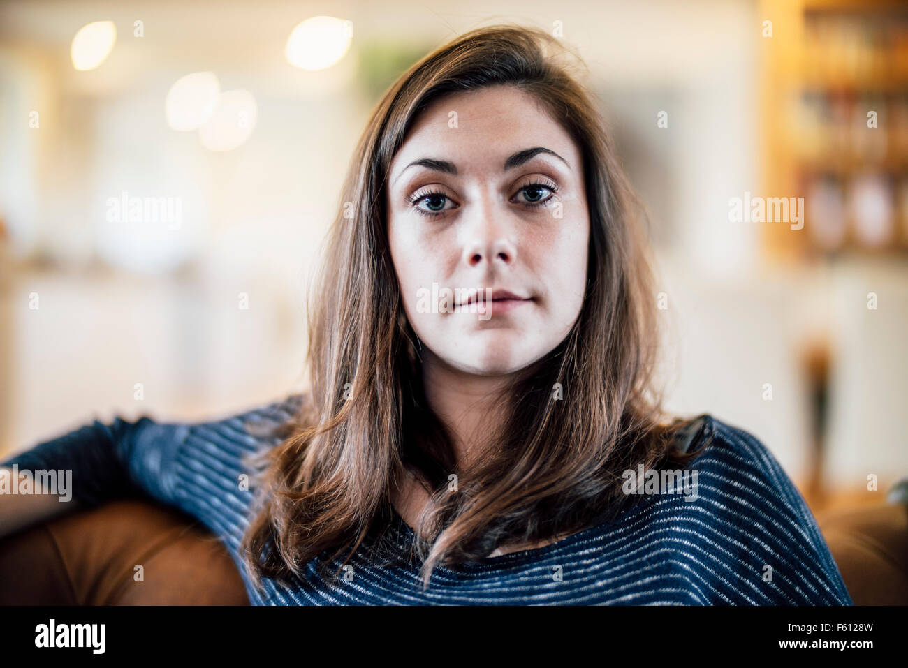 Head and shoulder portrait of a young white woman Stock Photo - Alamy