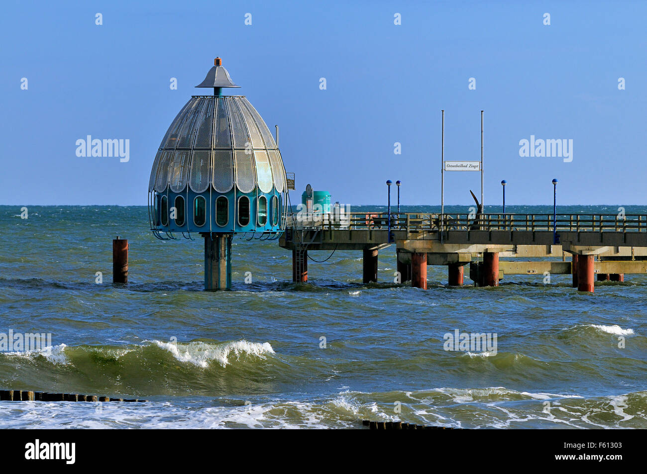Diving gondola, Zingst peer, Fischland-Darß-Zingst Stock Photo, Royalty ...