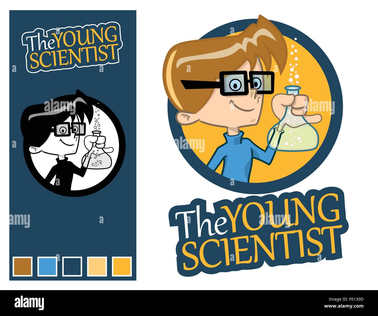 Logo Design Element. Little Scientist Holding Test Tube. Editable ...