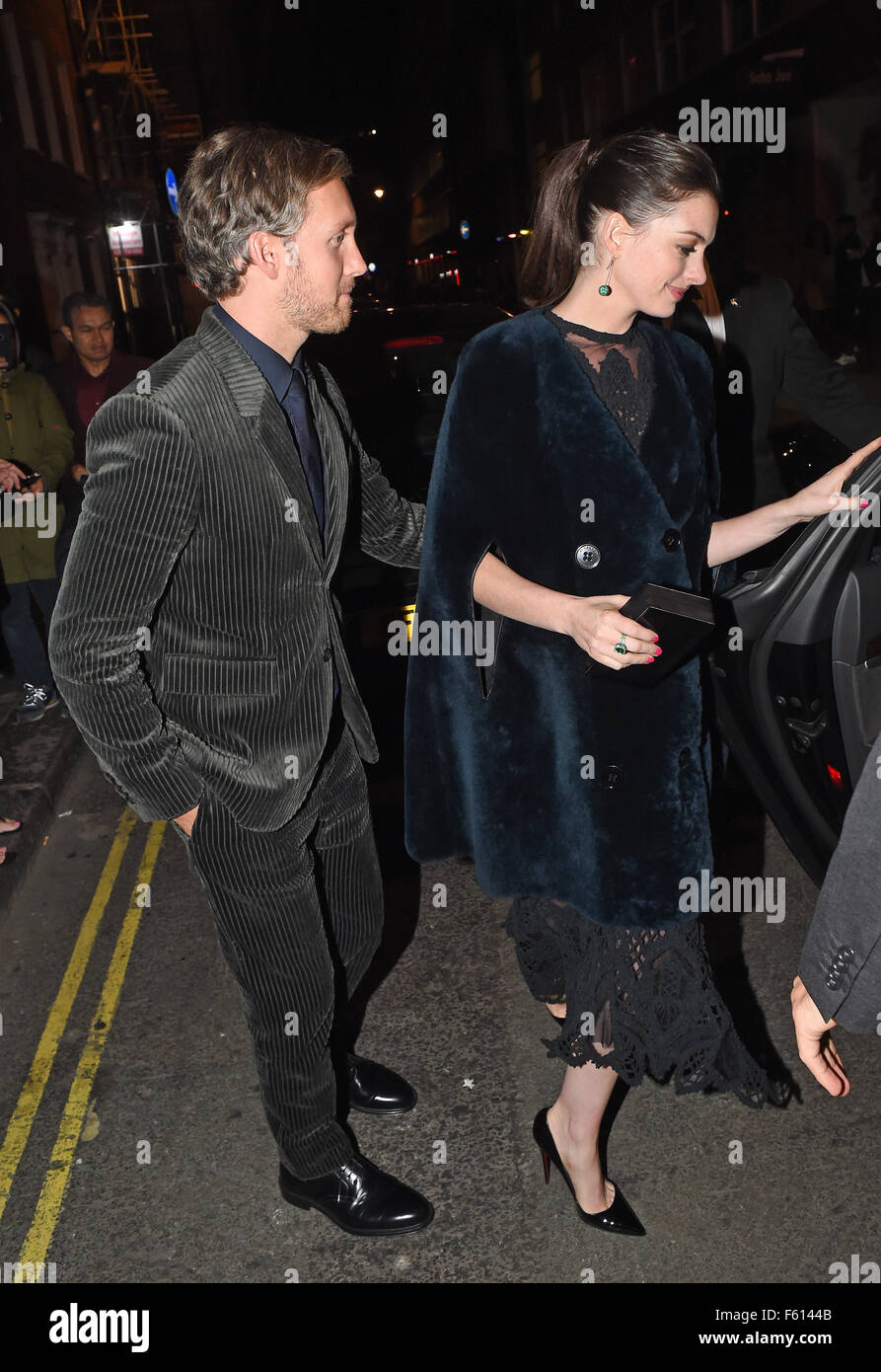 Anne Hathaway and her partner Adam Shulman seen leaving the afterparty ...