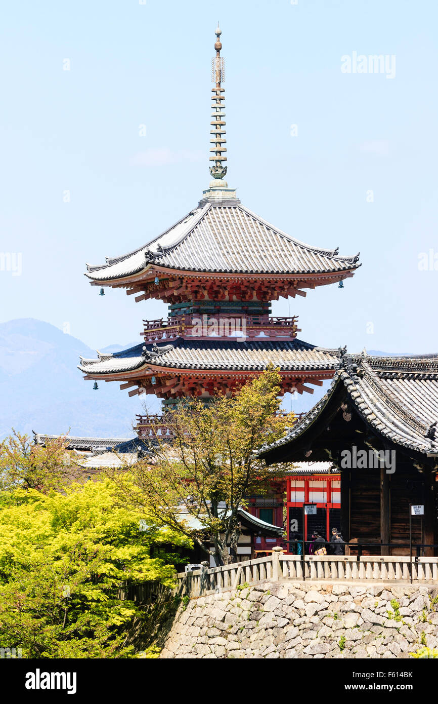Japan, Kyoto. Kiyomizu dera temple. The Sanju-no-to, three storied ...