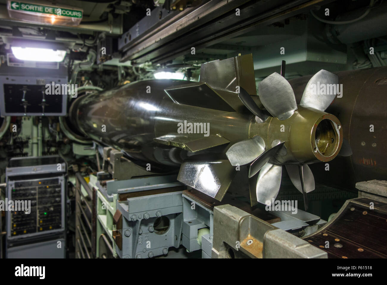 Torpedo room aboard the Redoutable, French Navy SSBN ballistic missile ...