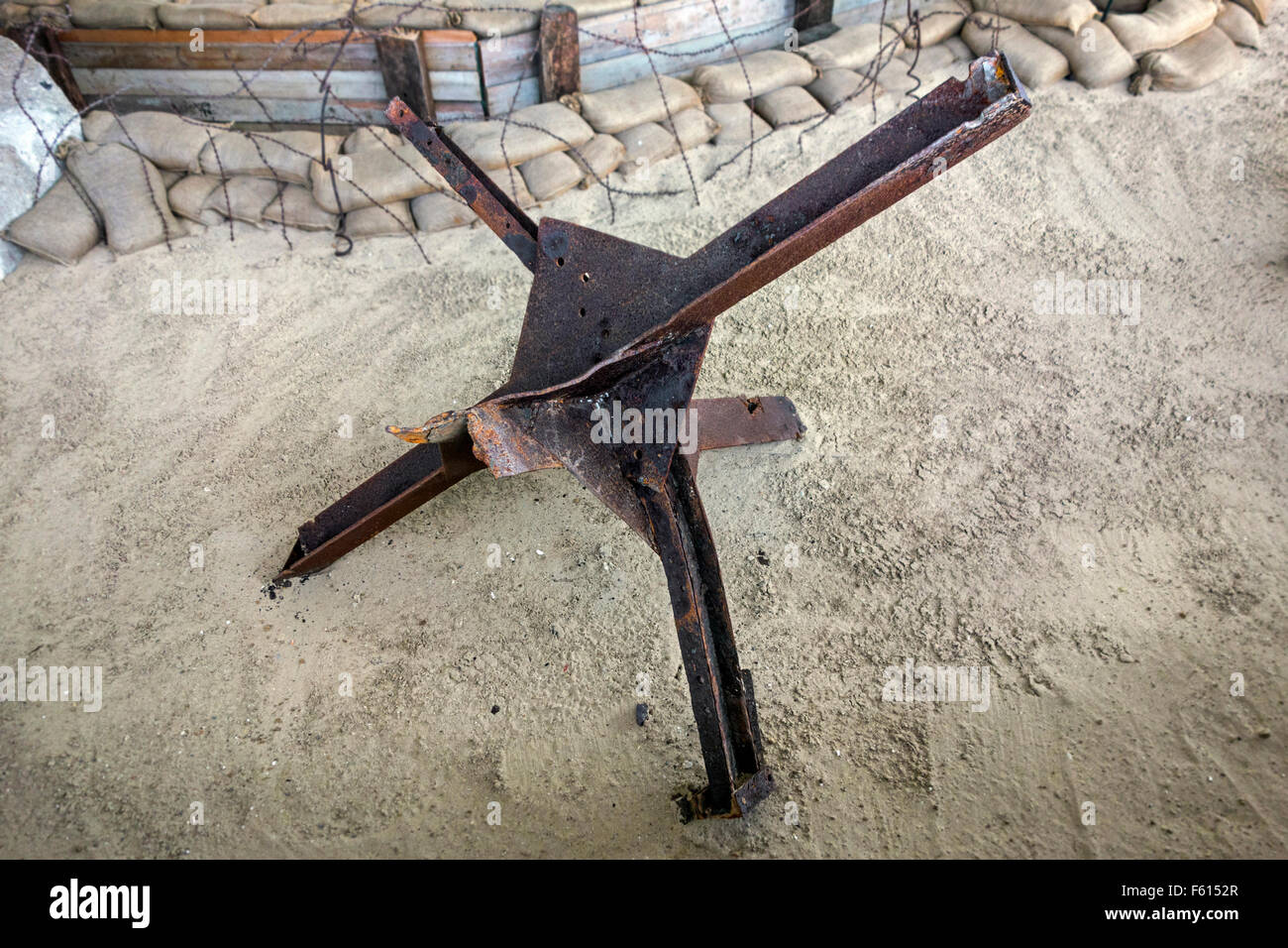 Czech hedgehog in the Musée du Débarquement Utah Beach, World War Two ...