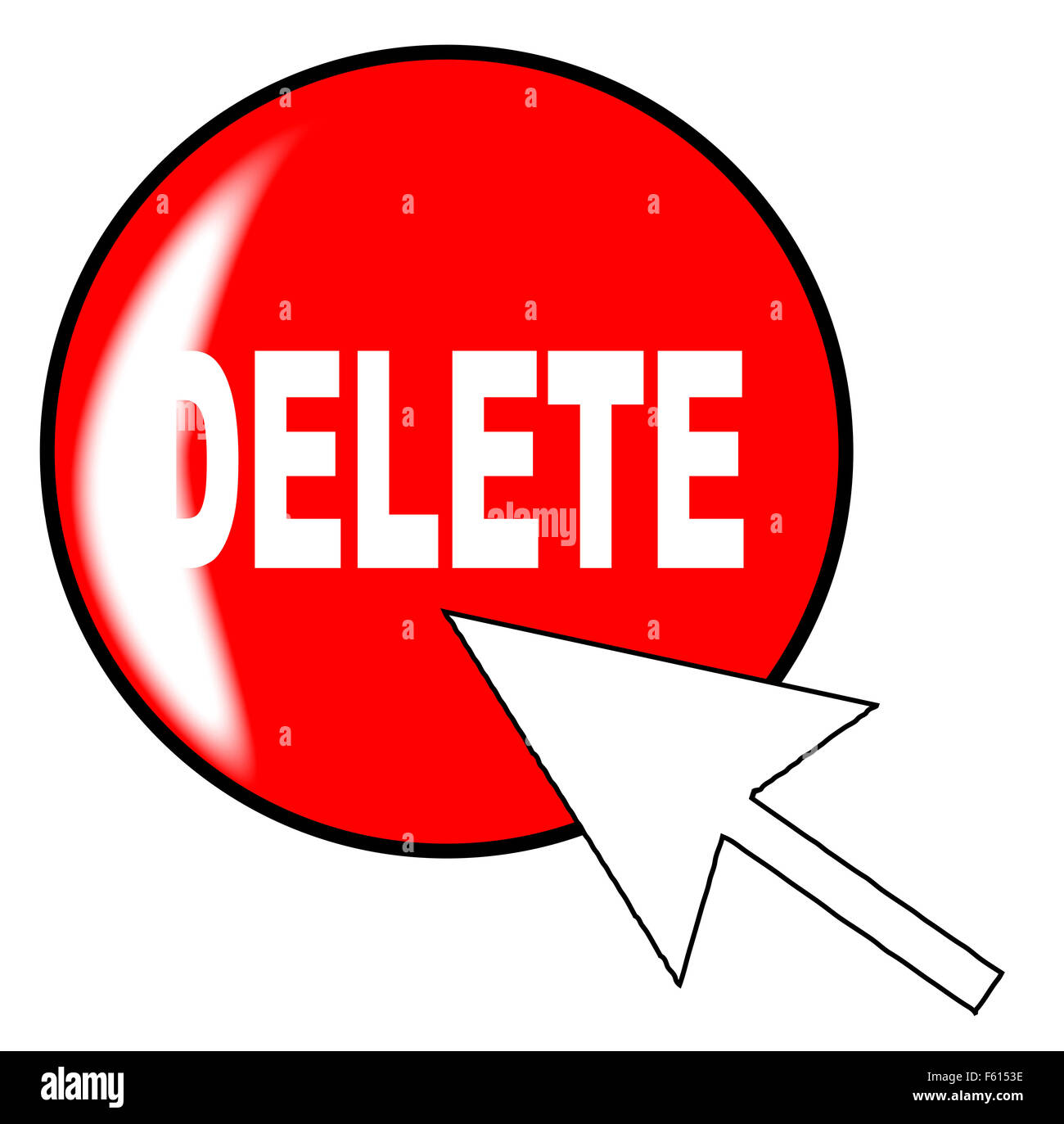 A computer delete icon with generic pointer arrow over a white ...