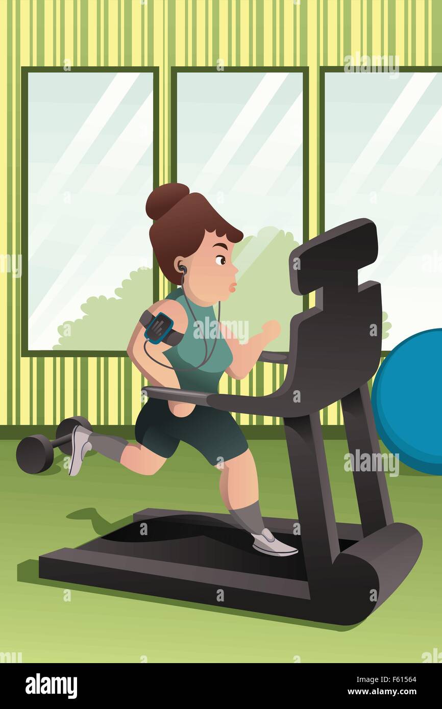 Fat woman gym cartoon illustration hi-res stock photography and images ...