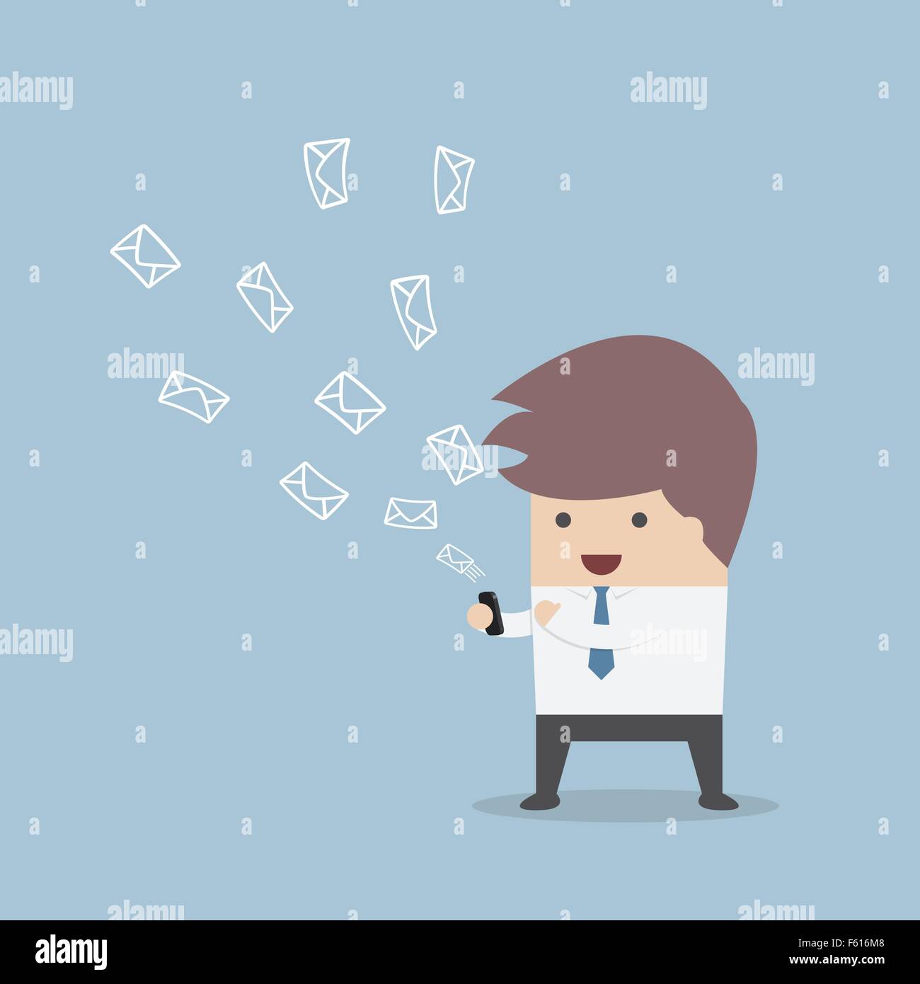 Businessman sending messages by smartphone, VECTOR, EPS10 Stock Vector ...