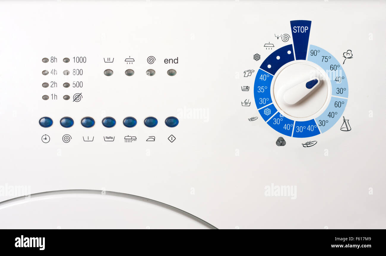 Close-up view of washing machine control panel Stock Photo - Alamy