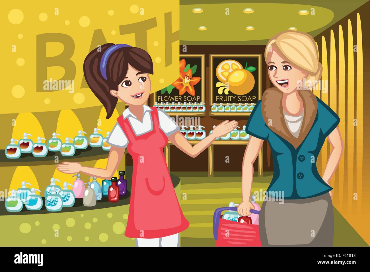 A vector illustration of women in a soap store Stock Vector Image & Art ...