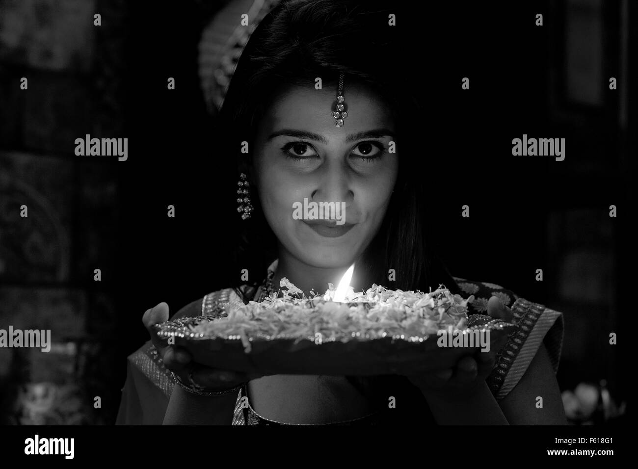 Traditional indian diya Black and White Stock Photos & Images - Alamy