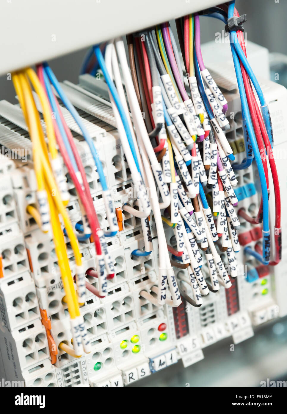 Colorful wires in switchgear cabinet Stock Photo - Alamy