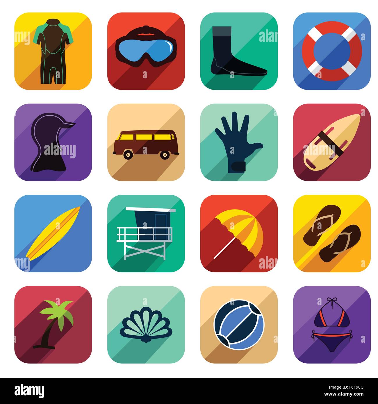 A vector illustration of beach icon sets Stock Vector Image & Art - Alamy