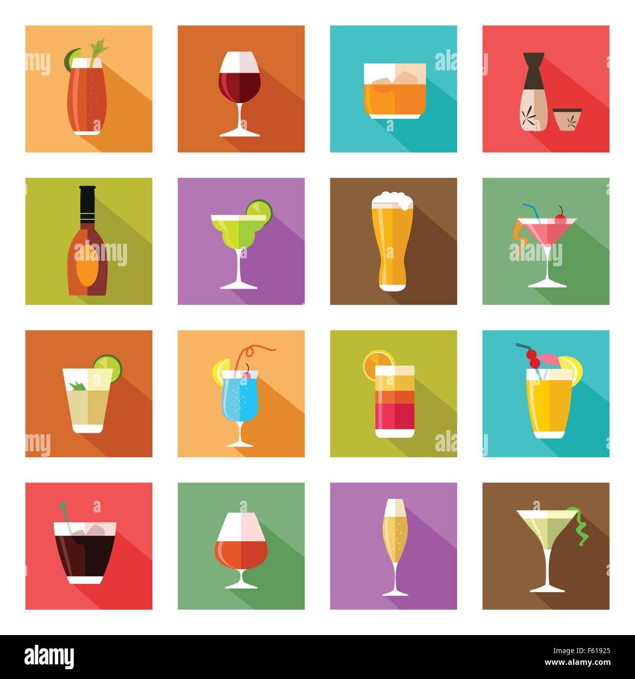 A vector illustration of alcohol drink glasses icons Stock Vector Image ...