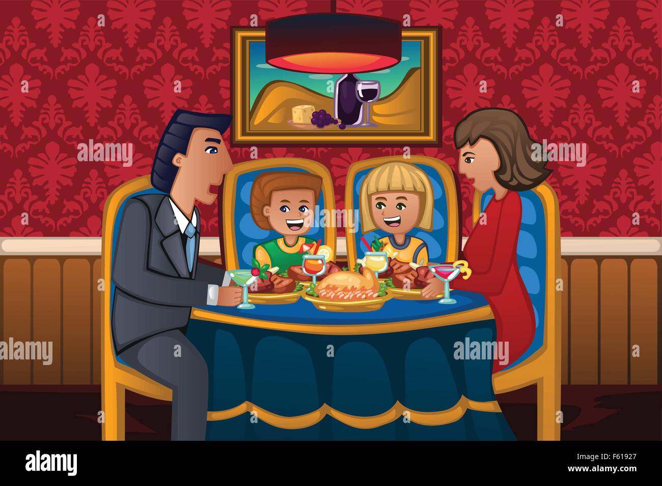 Family dinner together Stock Vector Images - Alamy