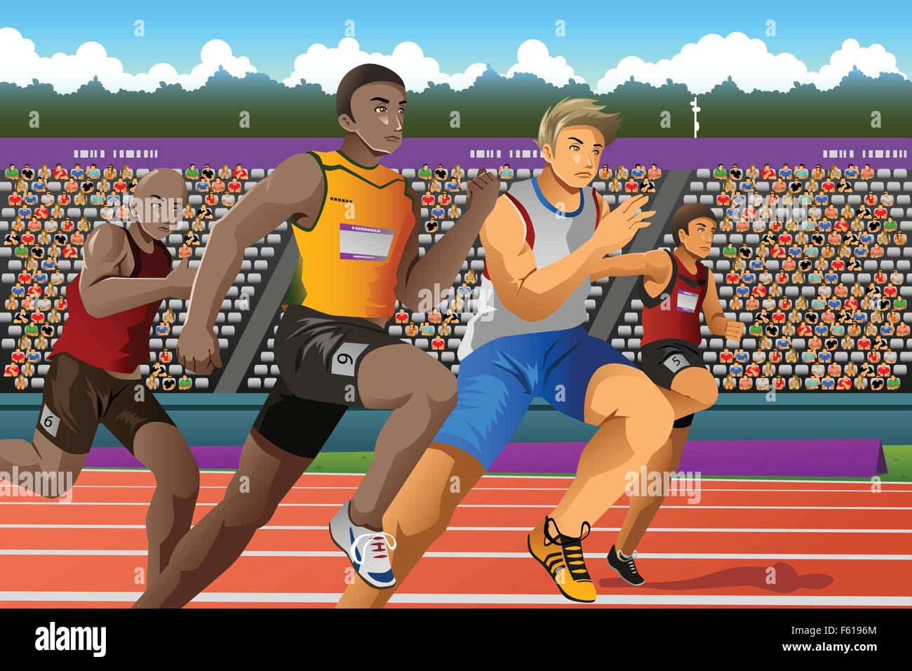 A vector illustration of people running in a race for sport competition ...