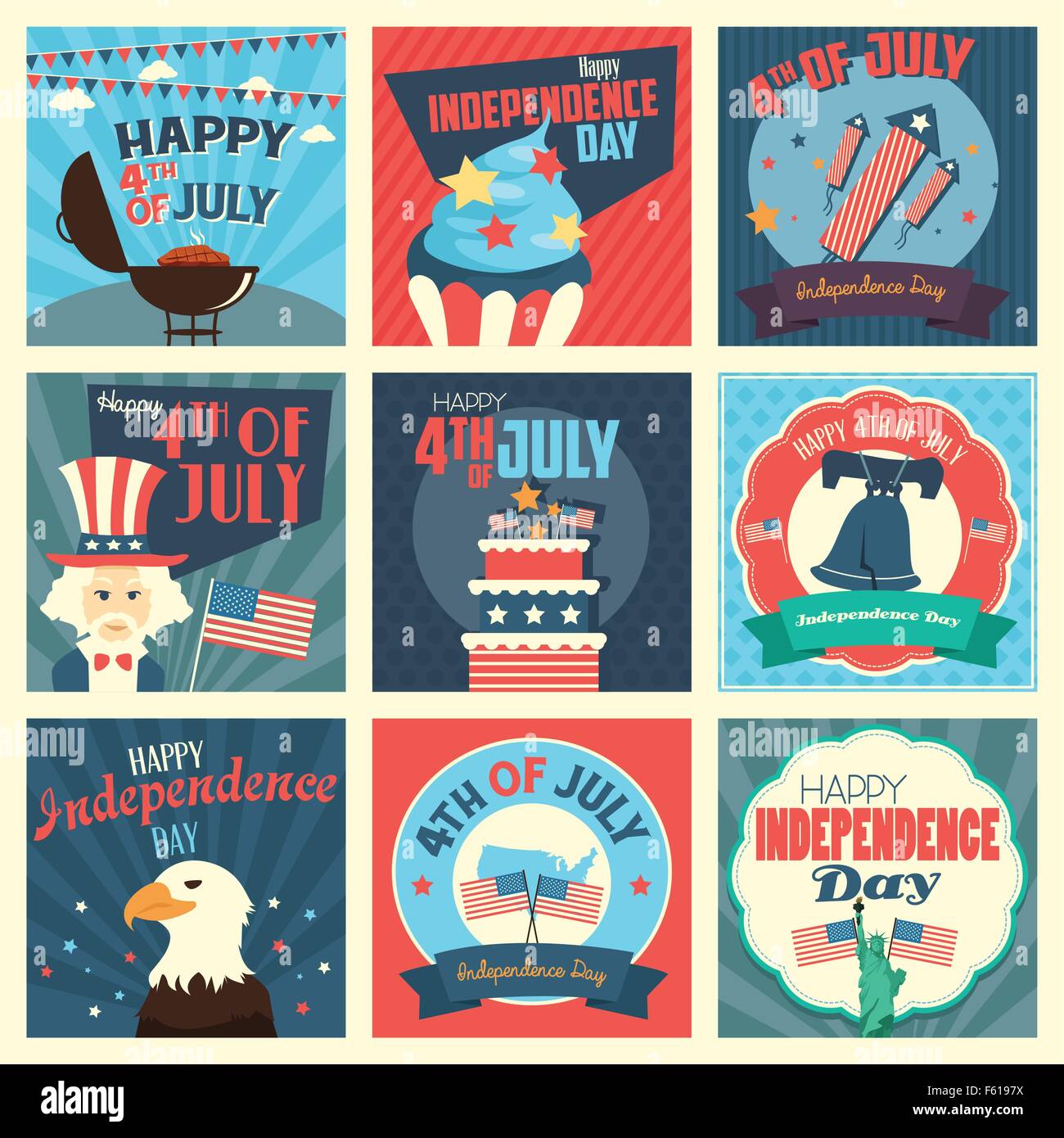 A vector illustration of Fourth of July Independence Day icon sets ...