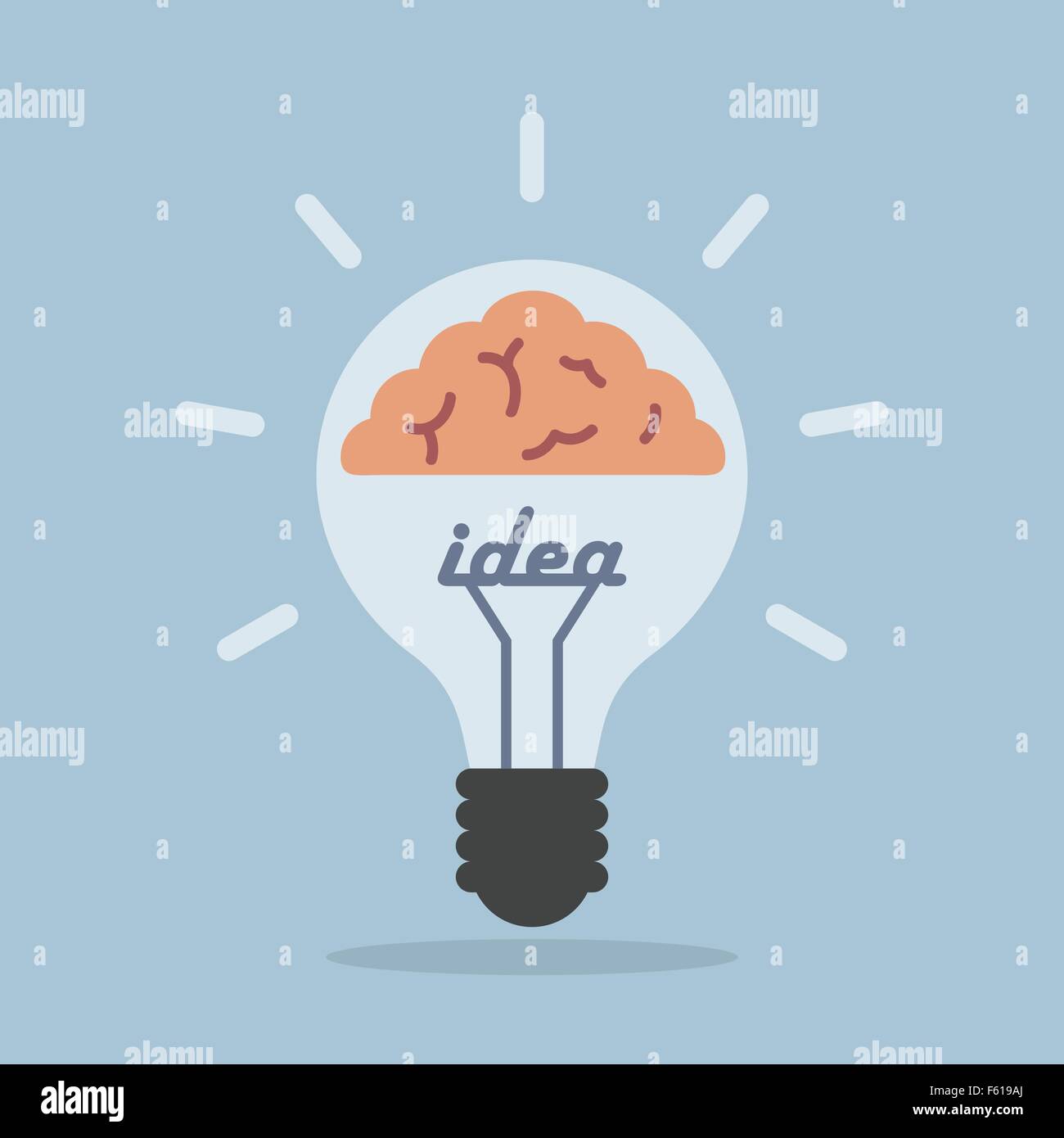 Light bulb with brain, Idea concept, VECTOR, EPS10 Stock Vector Image ...