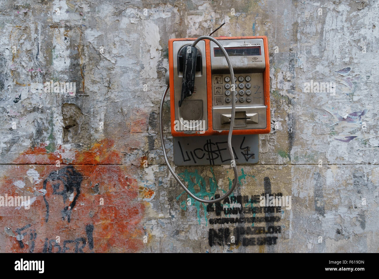 An old public telephone in Bucharest, Romania Stock Photo - Alamy