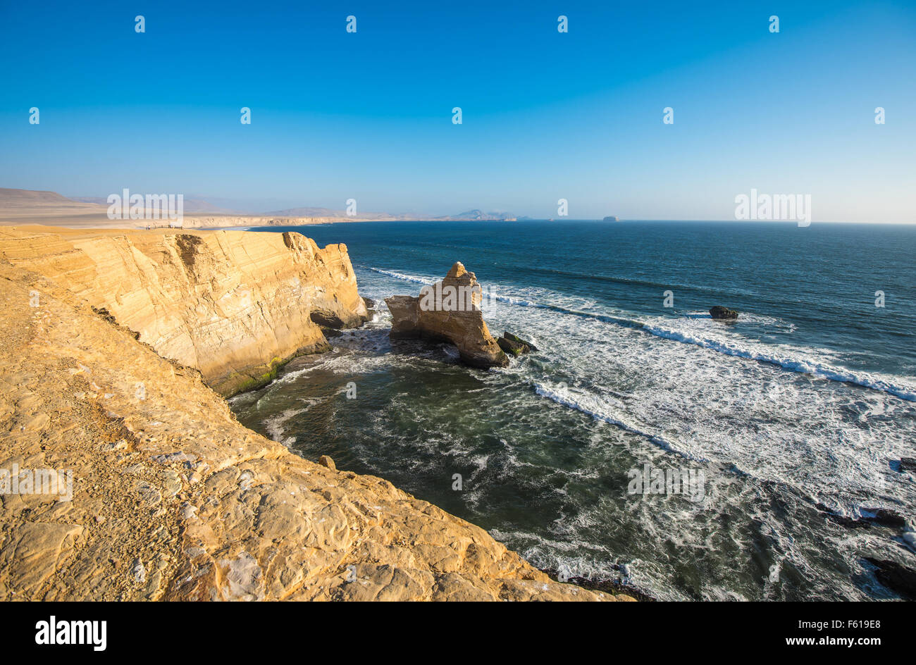 The Cathedral rock formation in Paracas Natural Reserve, Peru Stock ...