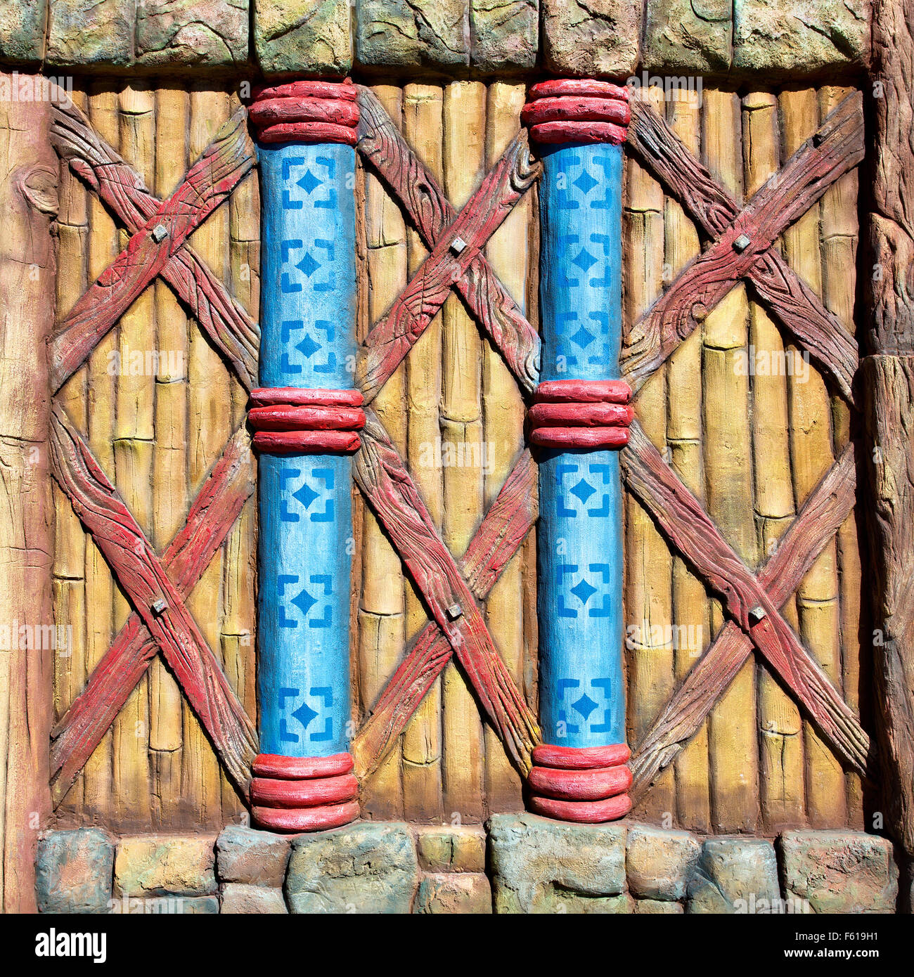 Ancient colorful wooden wall. Background or texture Stock Photo - Alamy