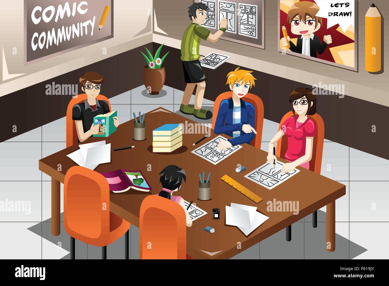 A vector illustration of drawing comic community Stock Vector Image ...