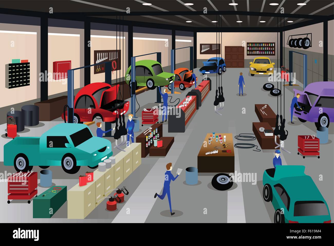 Cartoon Car Auto Repair Garage Stock Photos & Cartoon Car Auto Repair ...