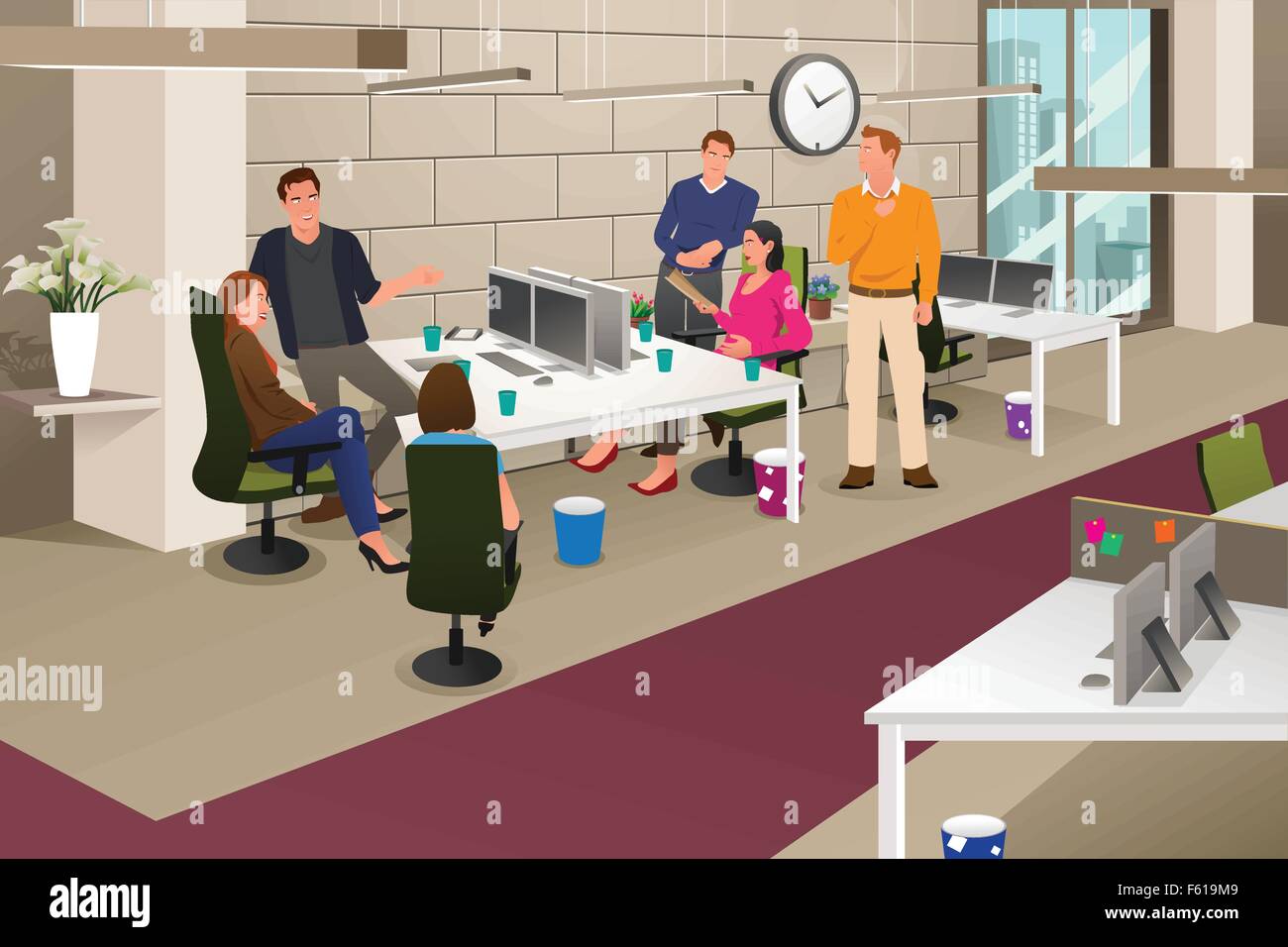 A vector illustration of a group business people in an informal meeting ...