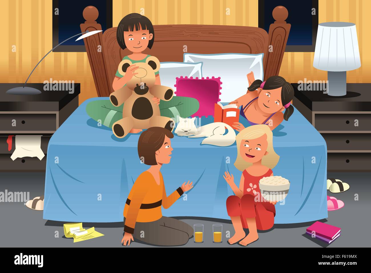 Girls friends home party Stock Vector Images - Alamy