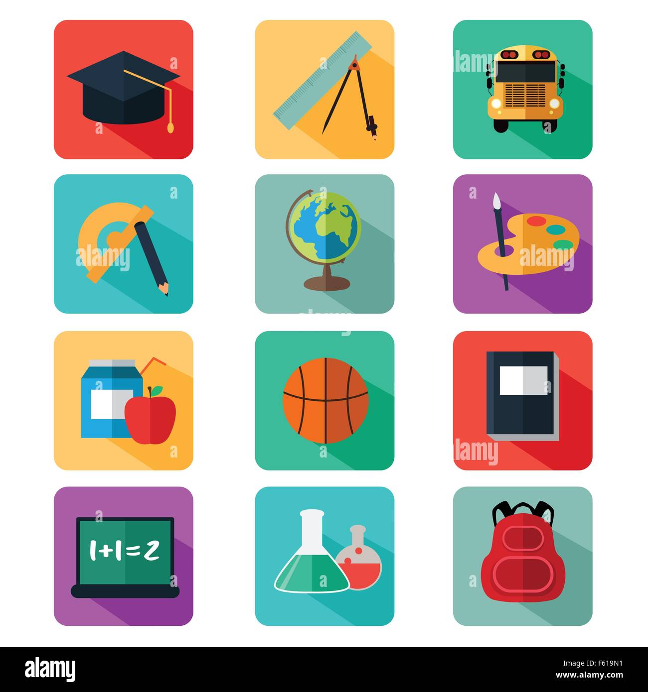 A vector illustration of flat design education icon sets Stock Vector ...