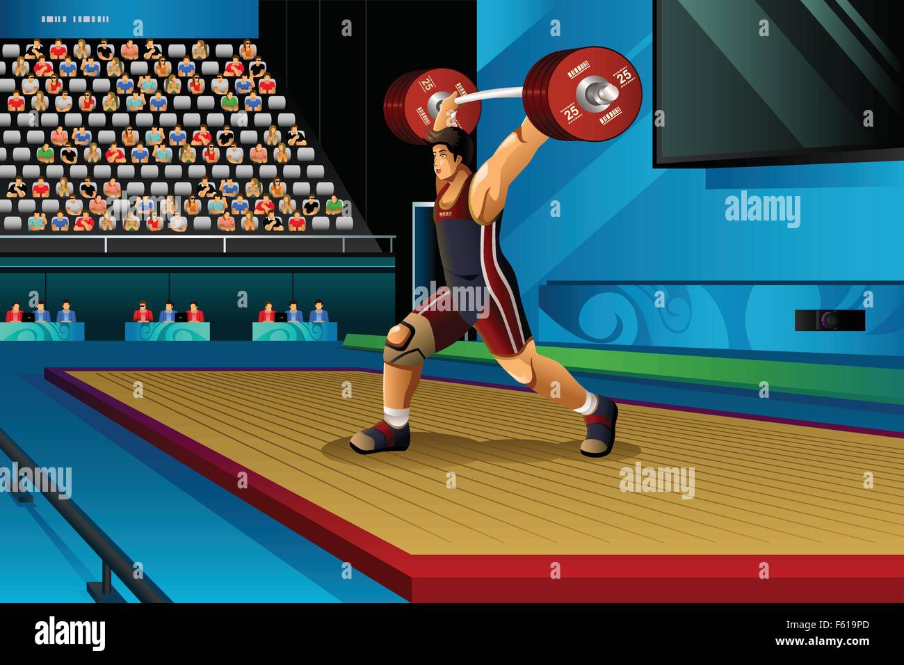 A vector illustration of man lifting weight in the competition for ...