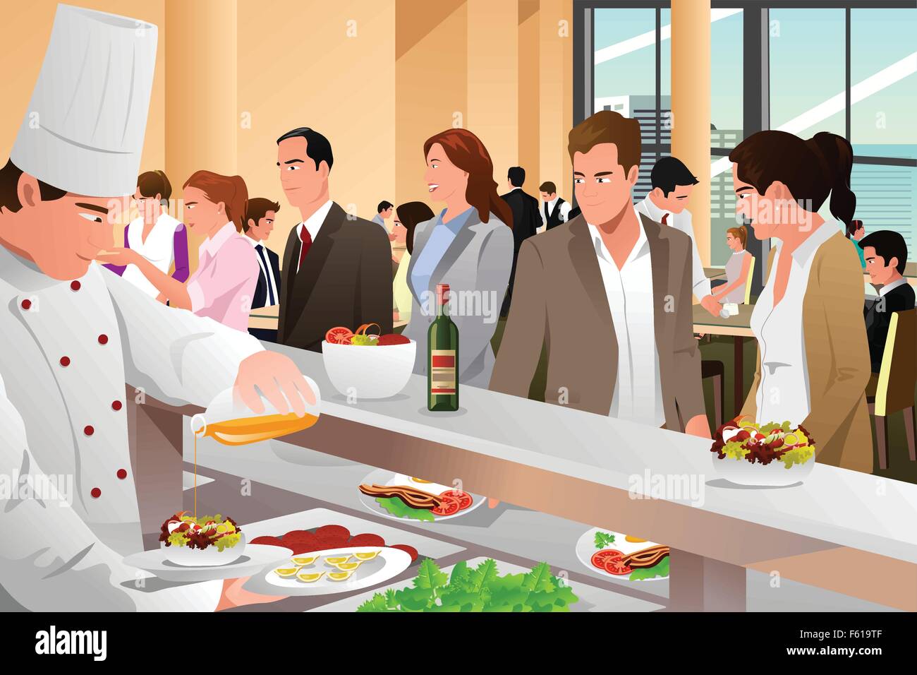 Colleagues eating lunch Stock Vector Images - Alamy