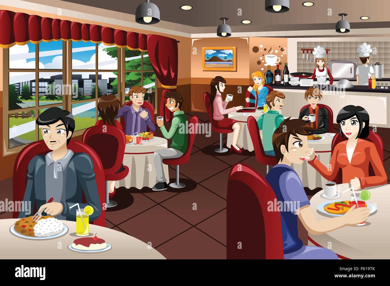 People having lunch Stock Vector Images - Alamy