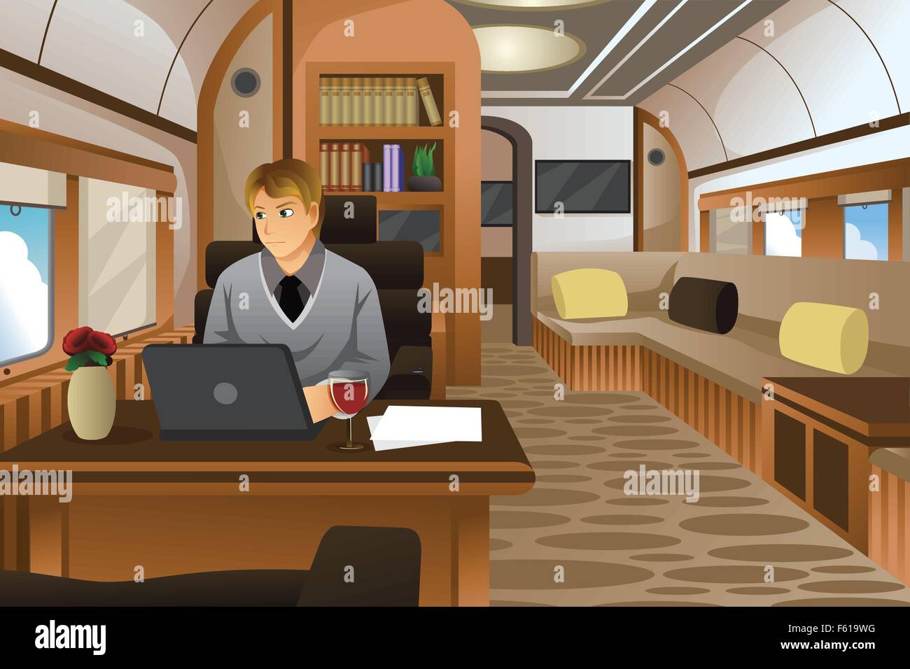 In his private jet Stock Vector Images - Alamy