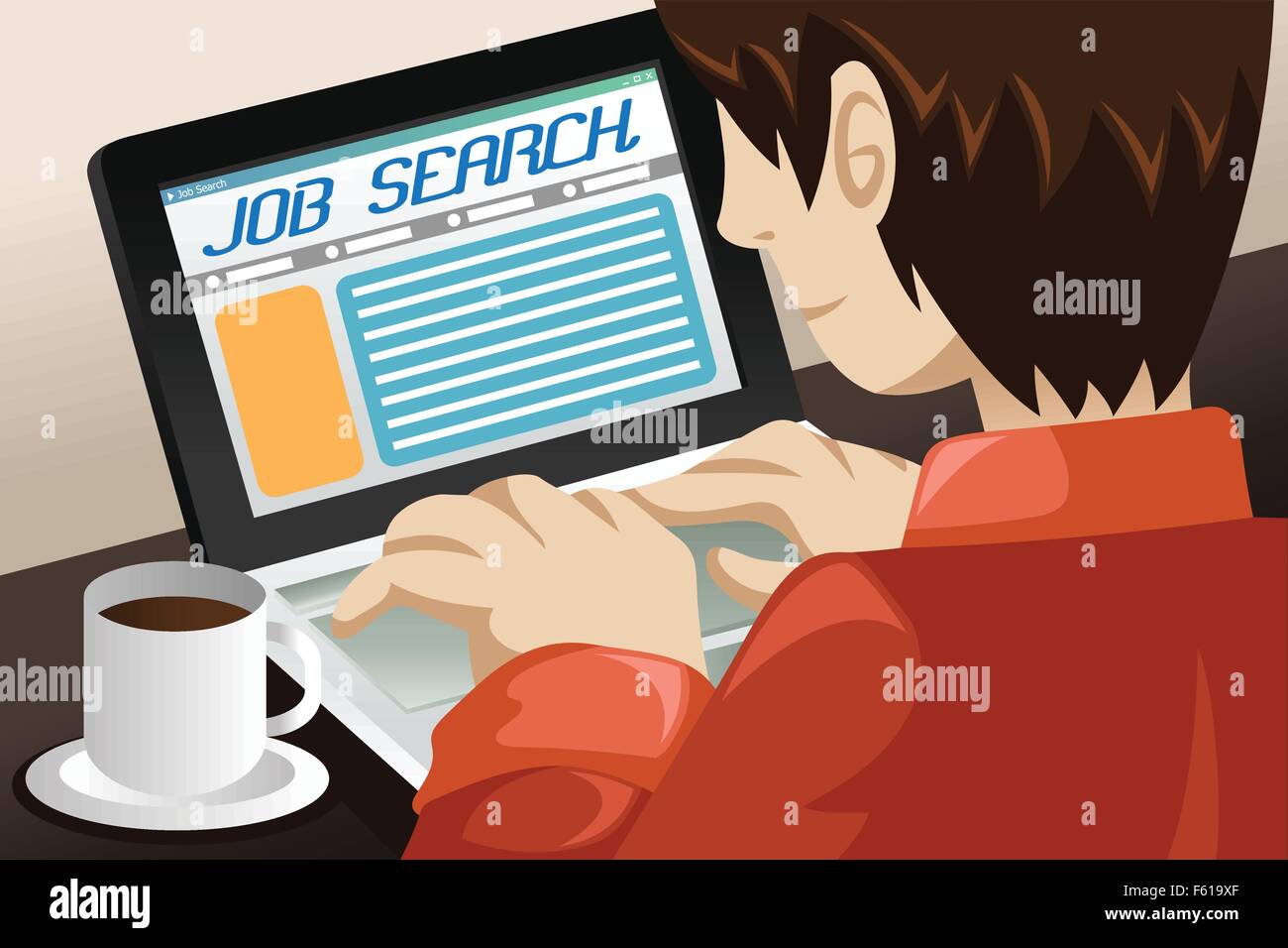 A vector illustration of a man searching for a job online Stock Vector ...