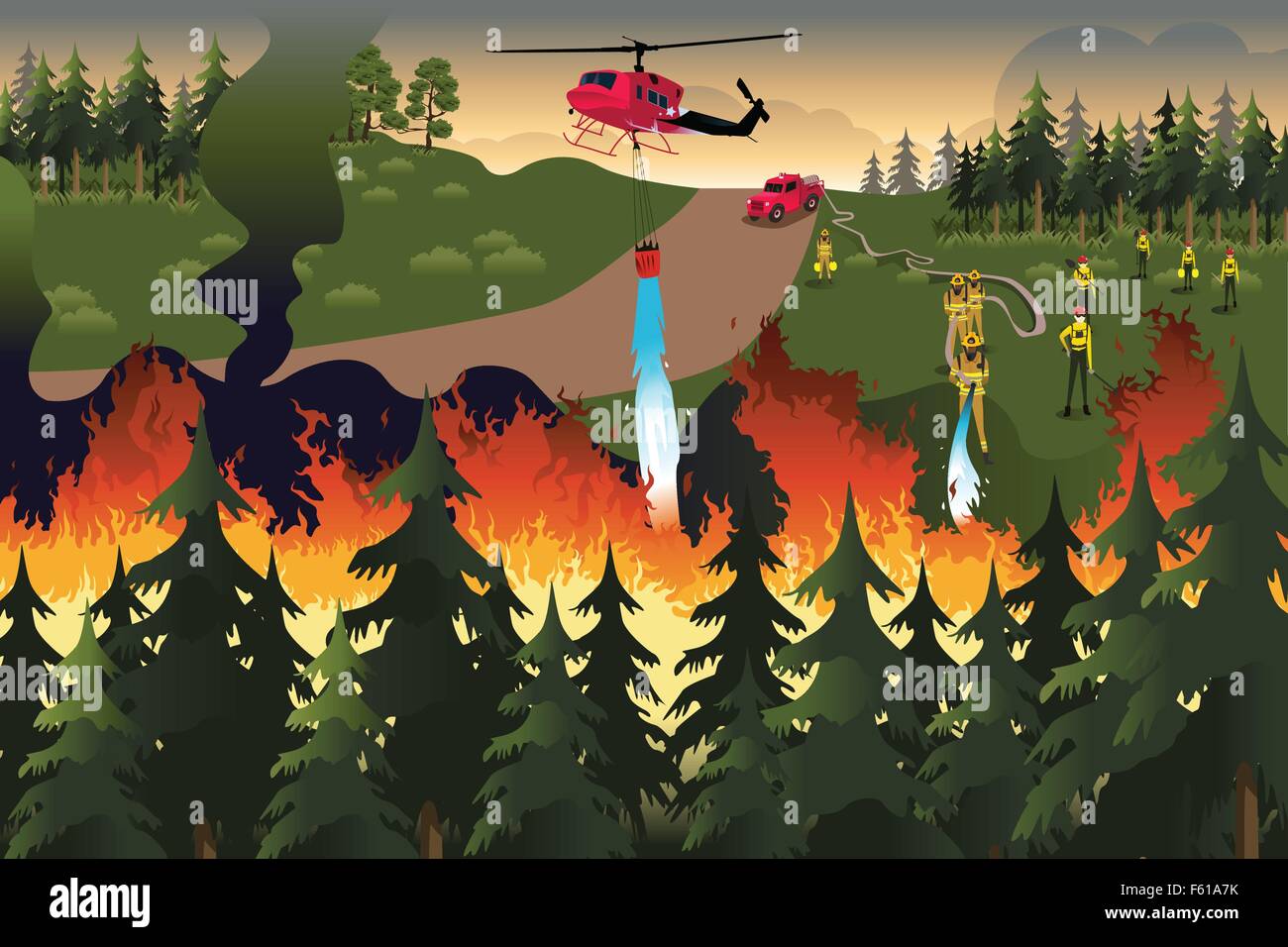 Firefighters Putting Out Fires Clip Art