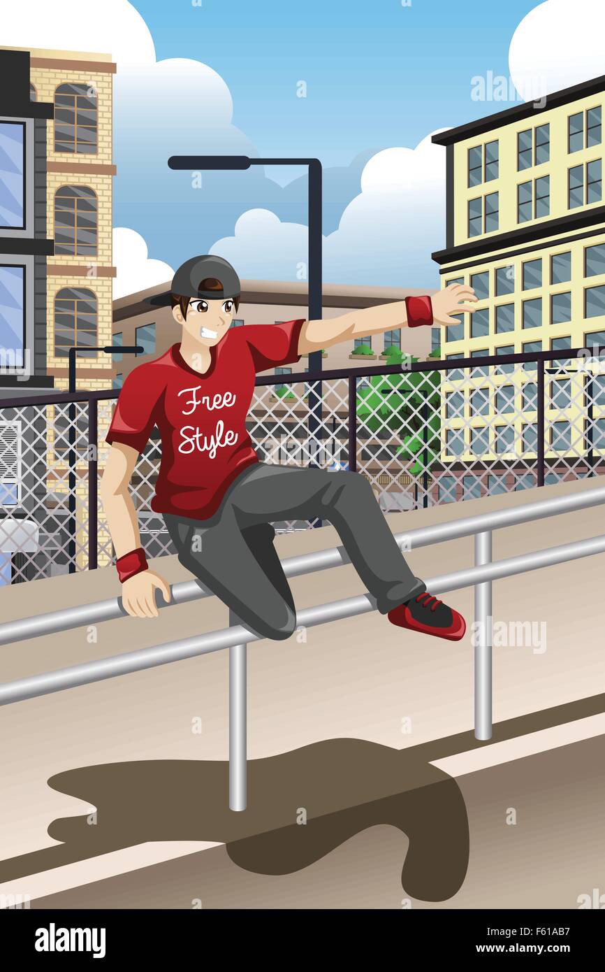 Cartoon illustration man jumping over hi-res stock photography and ...