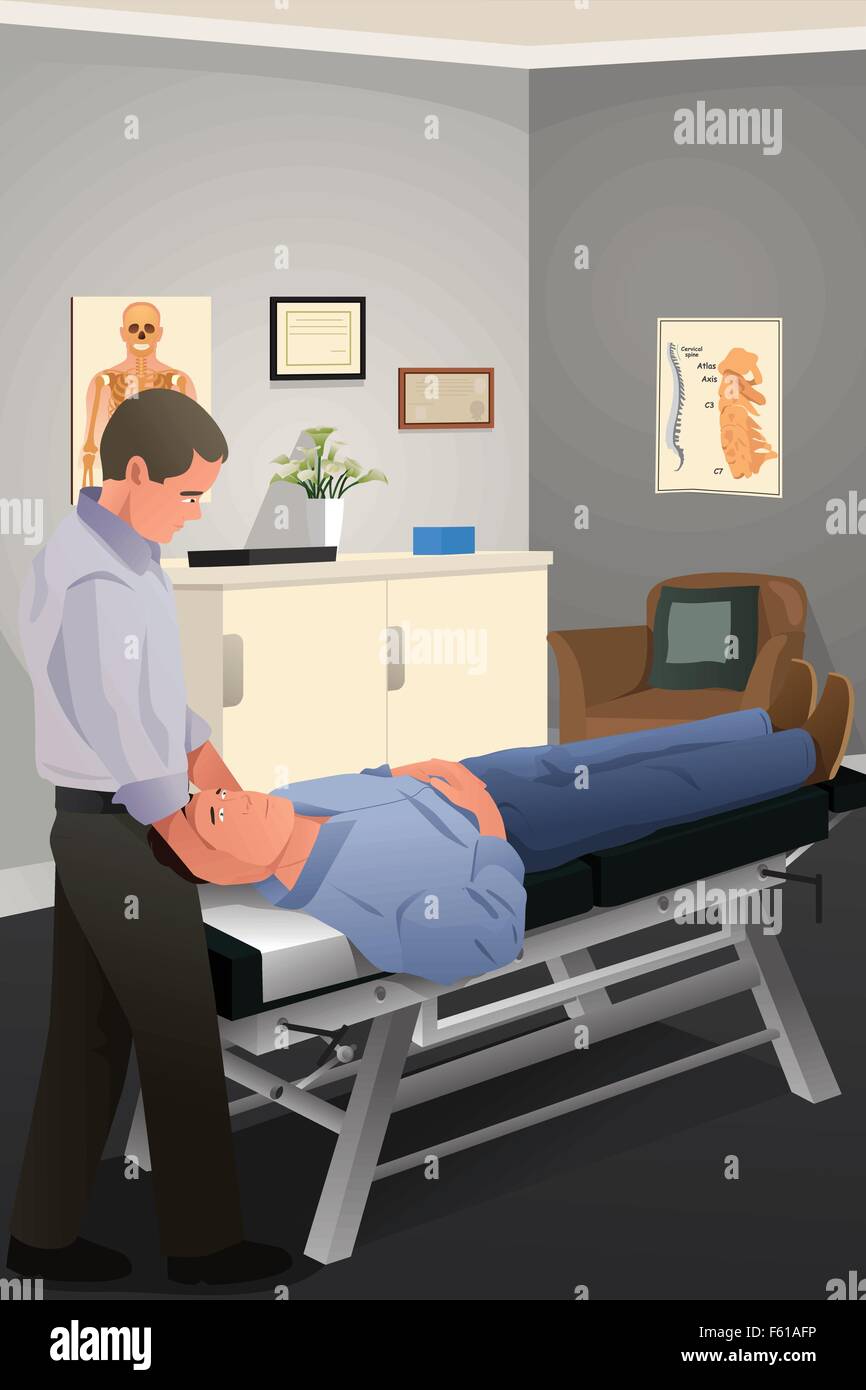 A vector illustration of male chiropractor treating a patient Stock ...