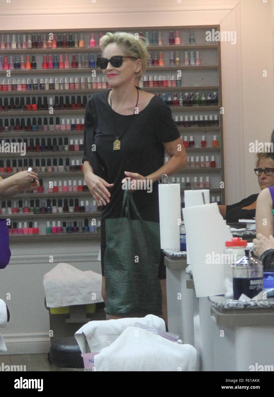 Sharon Stone gets her nails done at a salon in Beverly Hills Featuring ...