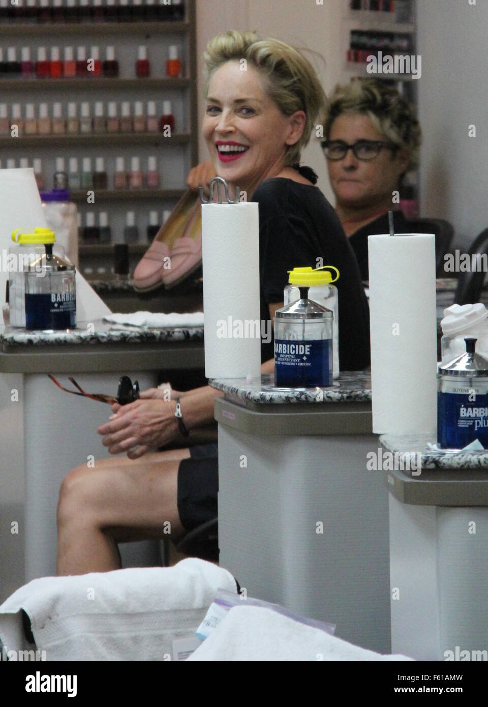 Sharon Stone gets her nails done at a salon in Beverly Hills Featuring ...