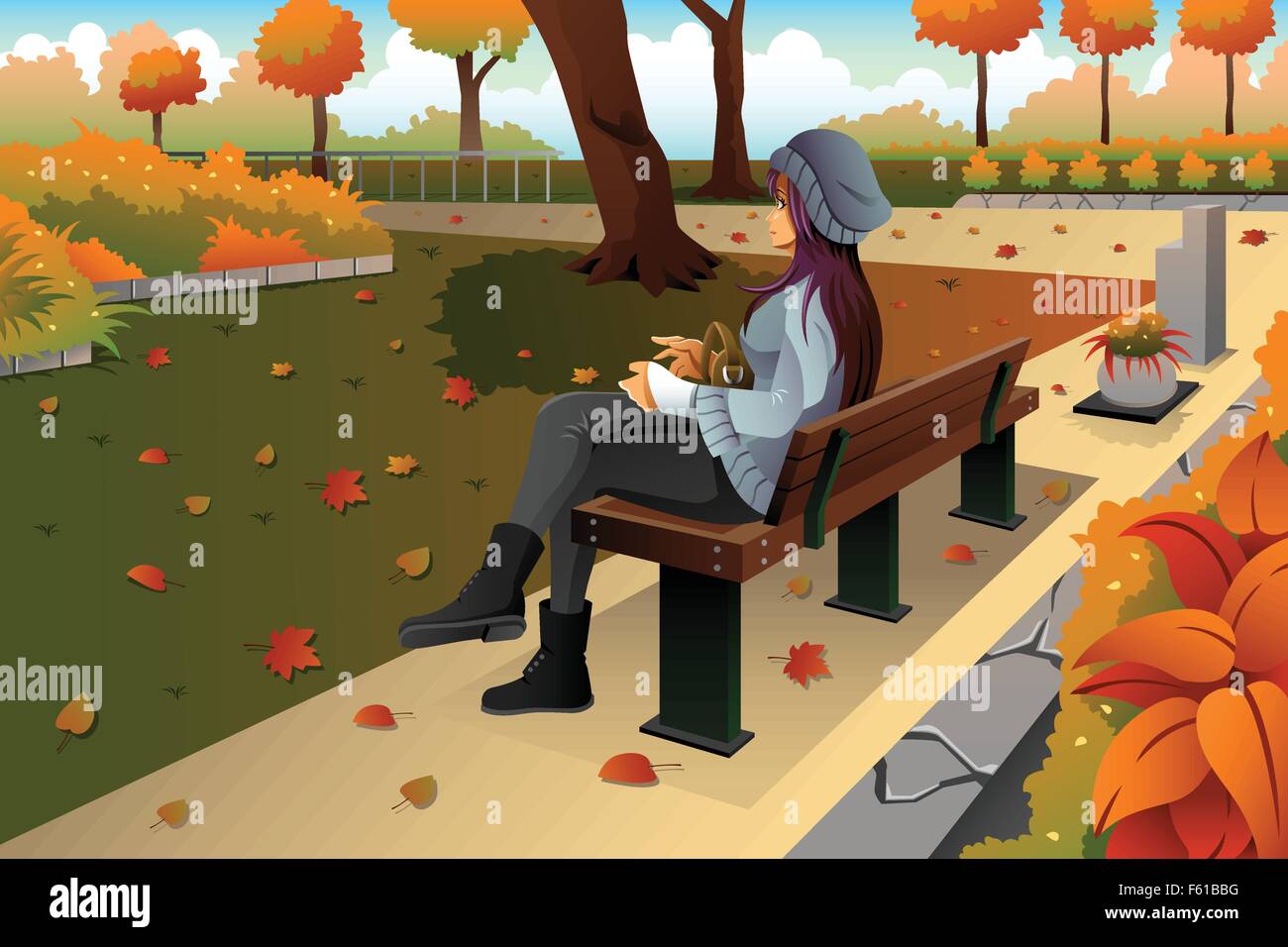 Cartoon woman sitting waiting vector hi-res stock photography and ...