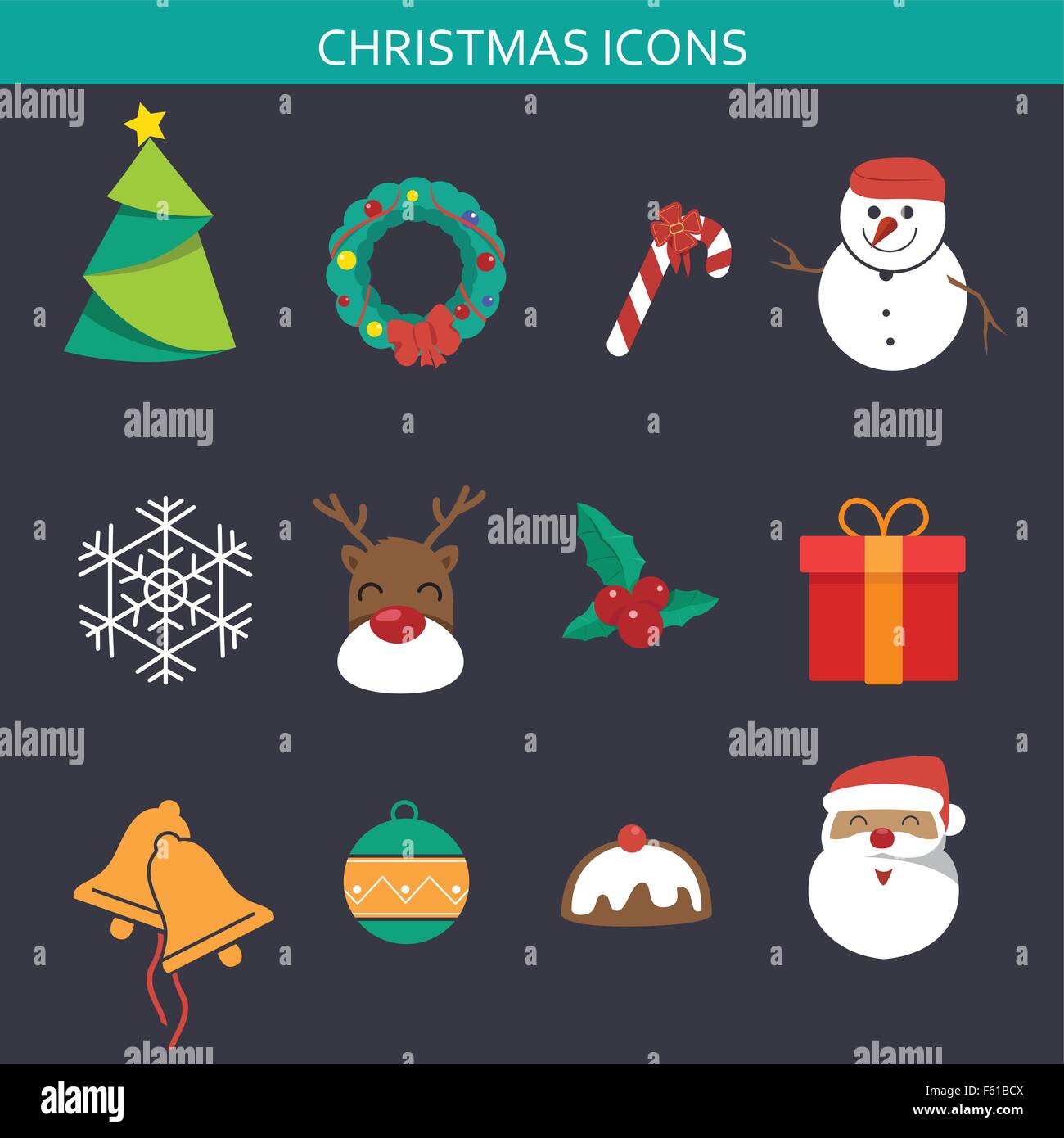 A vector illustration of Christmas icon sets Stock Vector Image & Art ...