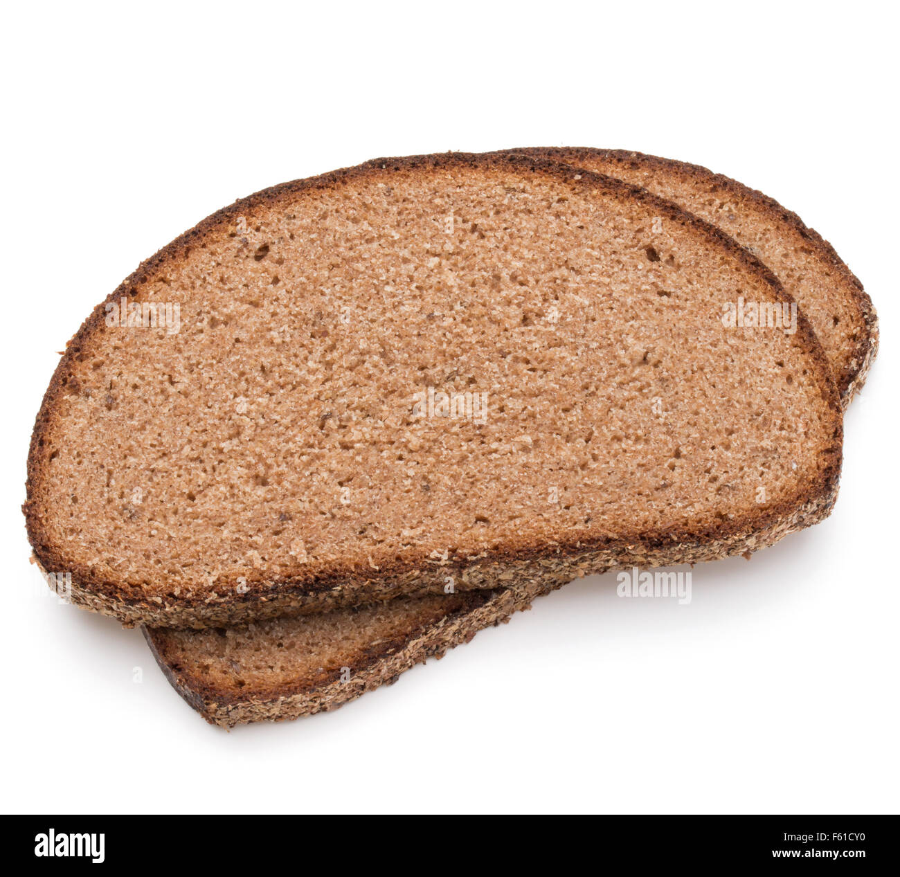 Slice of fresh rye bread isolated on white background cutout Stock ...